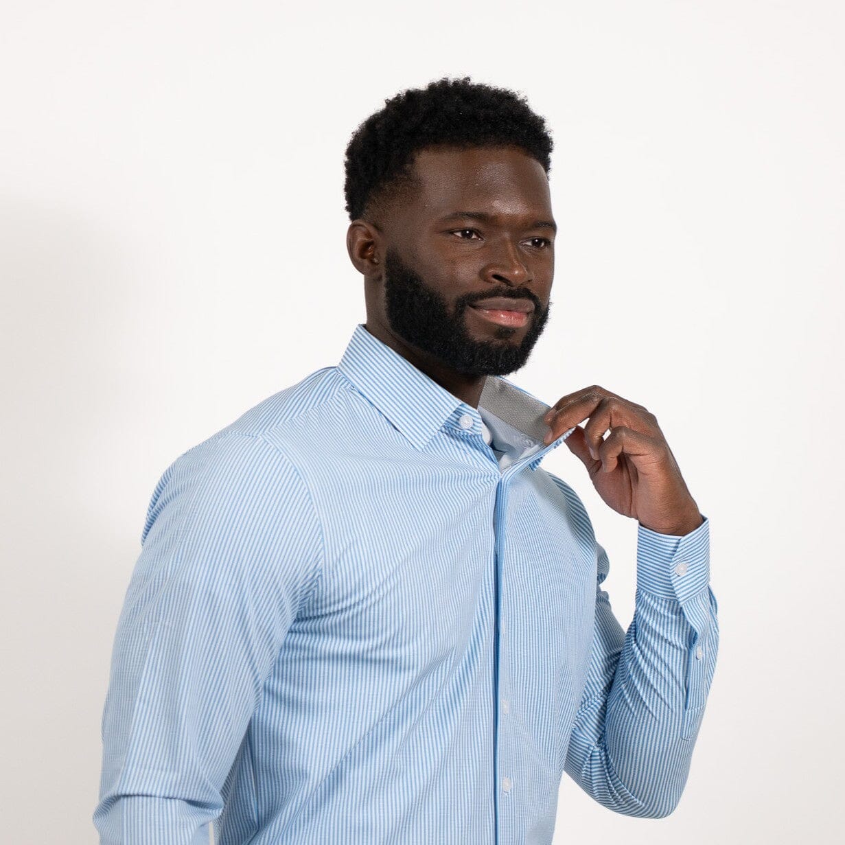 Hustle Sport Shirt - Long Sleeve - Light Blue Banker Stripe – Tough Apparel
